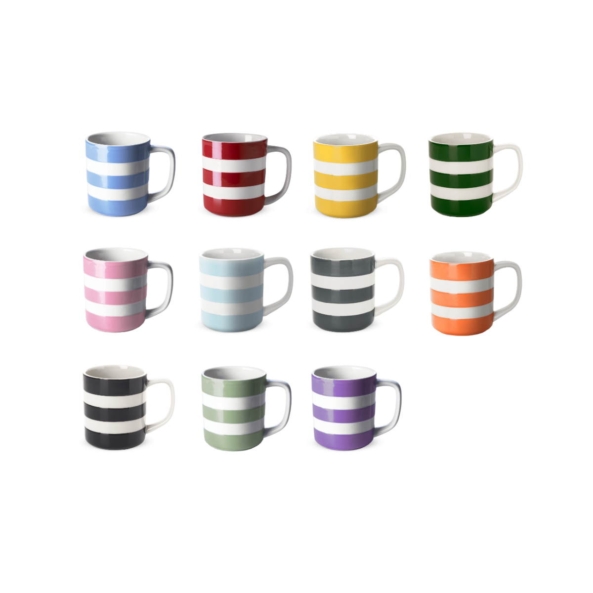 Cornish Colours Set of Ten 10oz Mugs | Cornishware® | Classic British ...