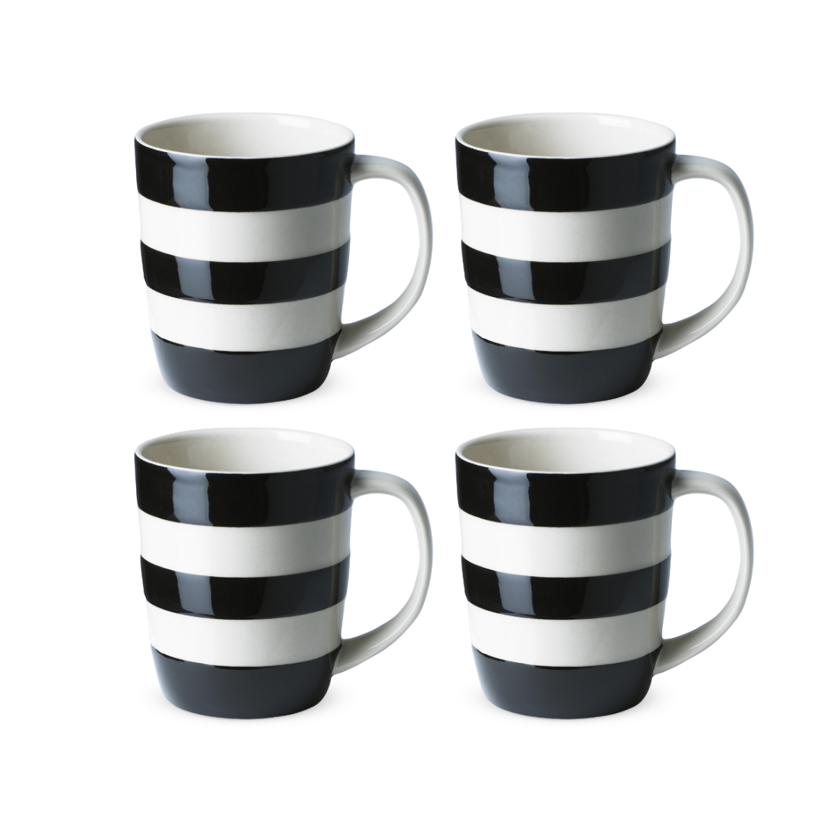 Set of 4 Black Mugs, 12oz/34cl | Cornishware® | Classic British ...