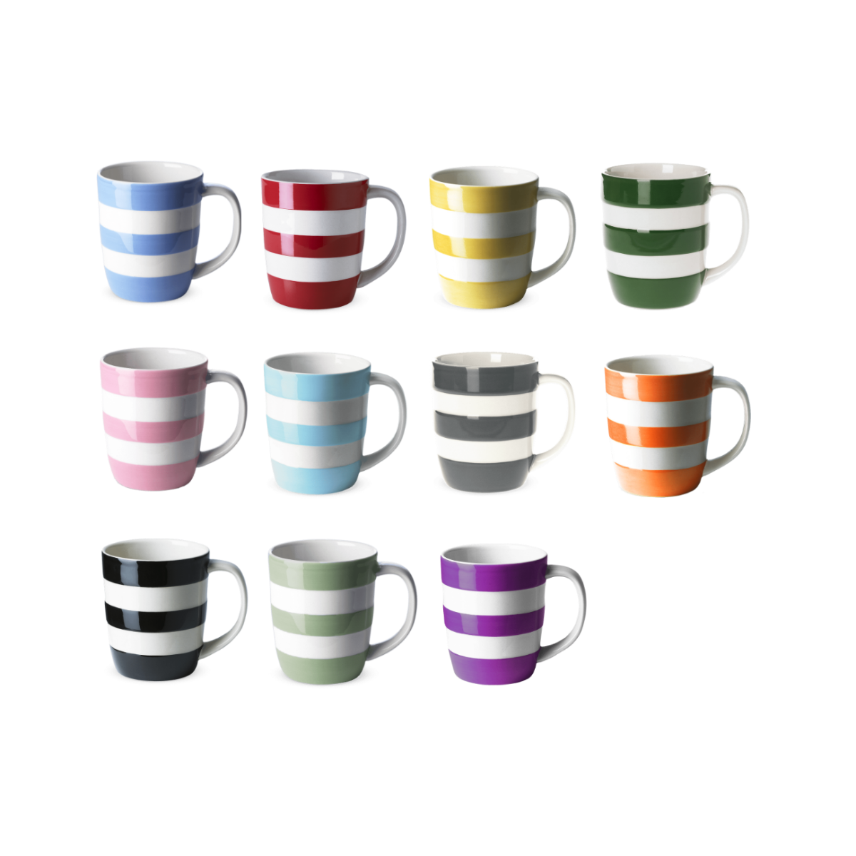 Cornish Colours Set of Ten 12oz Mugs | Cornishware® | Classic British ...