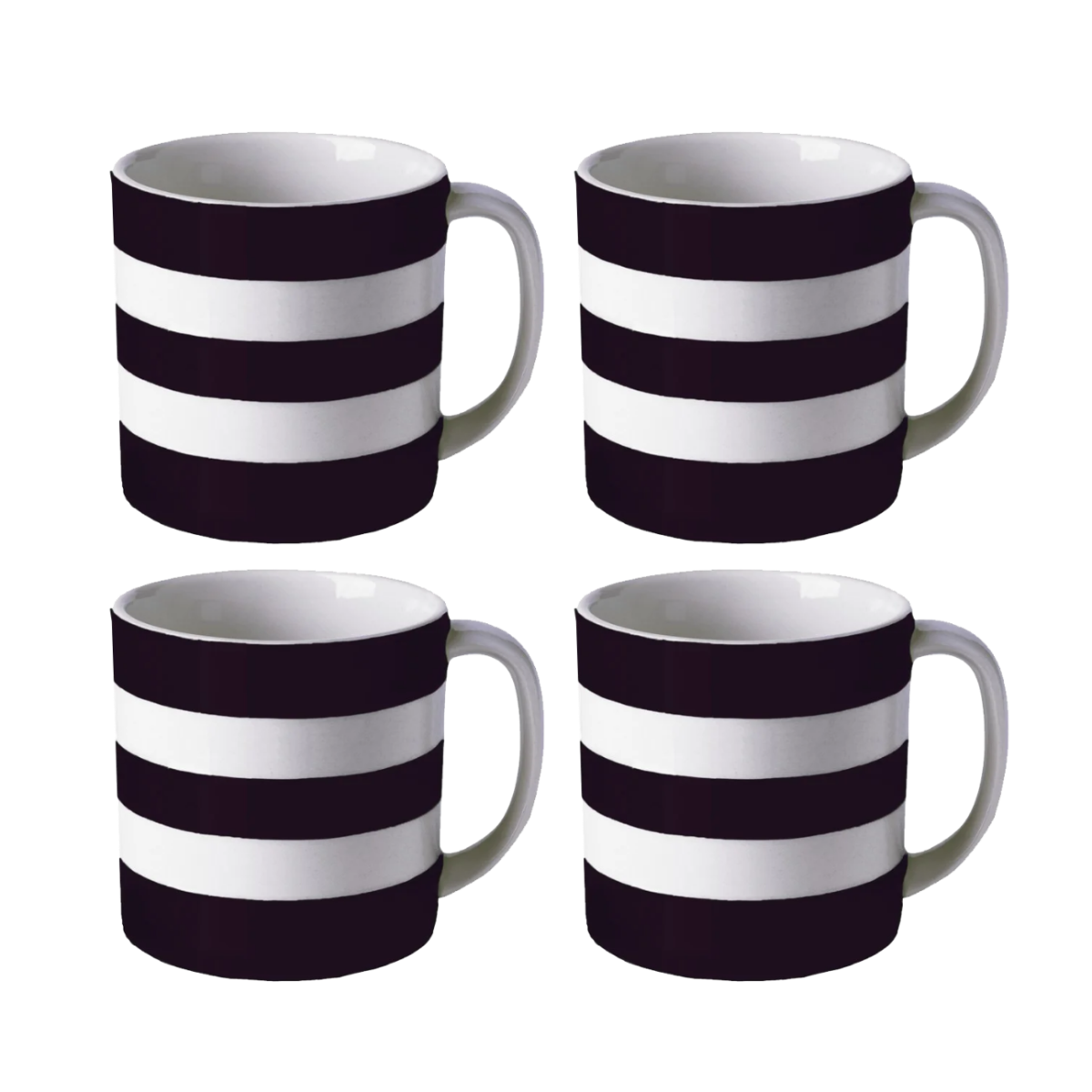 Set of 4 Cornish Black 15oz Mugs | Cornishware® | Classic British ...
