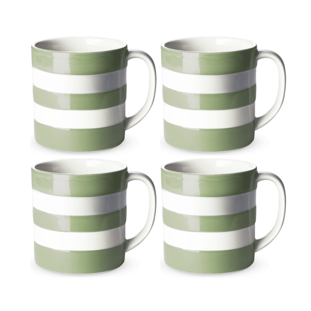 Set of 4 Willow Green 15oz Mugs | Cornishware® | Classic British ...