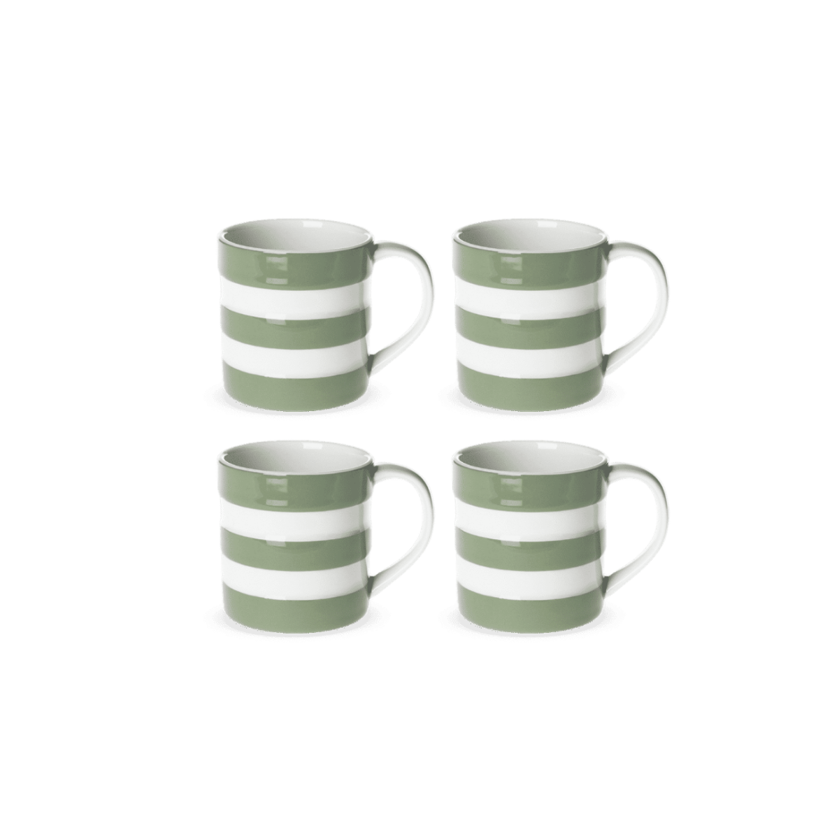 Set of 4 Willow Green 6oz Mugs | Cornishware® | Classic British ...