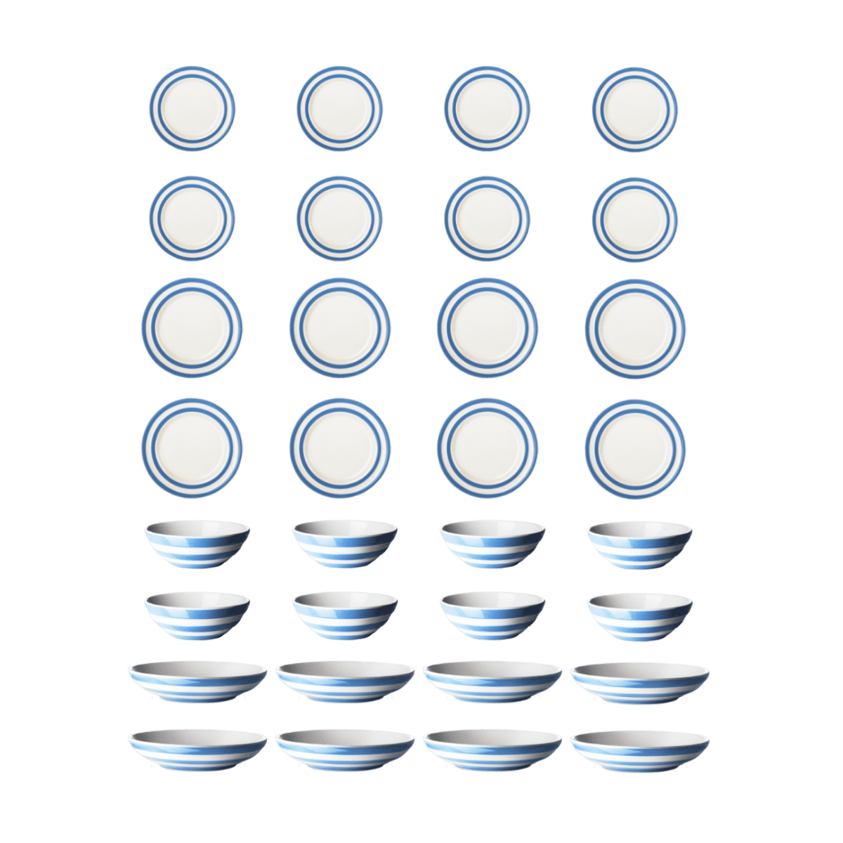 Cornish Blue 32 Piece Plate & Bowl Set (seconds) | Cornishware ...