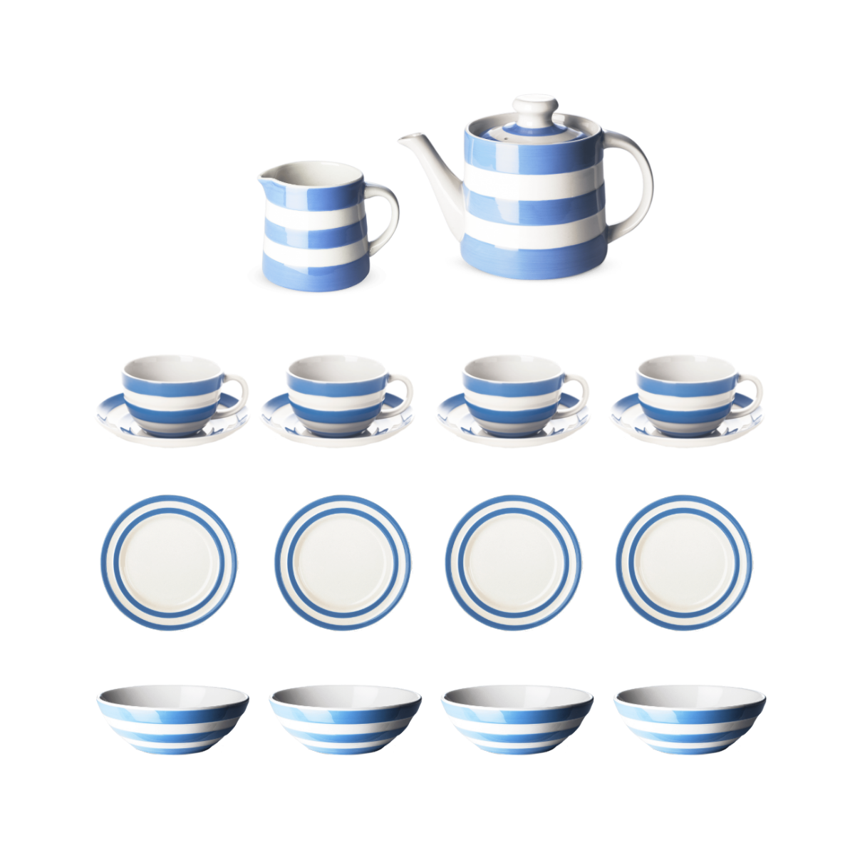 Cornish Blue Breakfast Set with Cups & Saucers Sets
