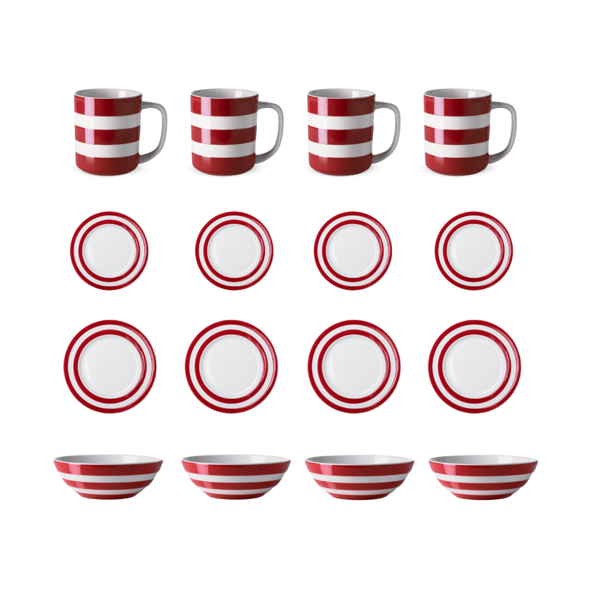 Cornish Red 16 Piece Dinner set with mugs Sets
