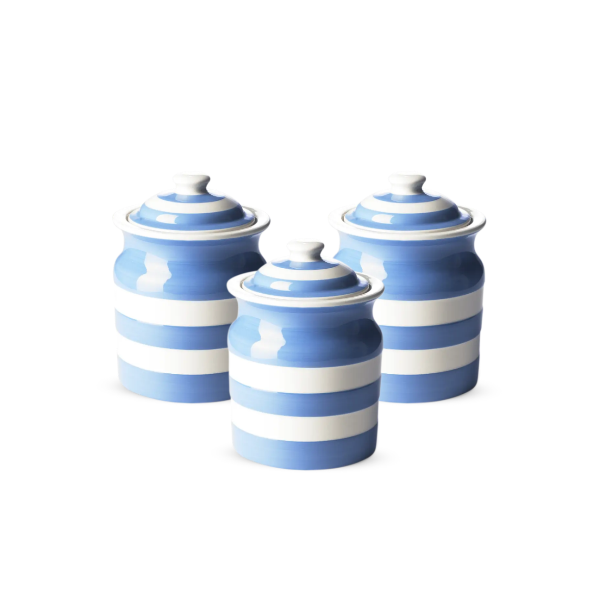 Set of 3 Cornish Blue Plain Storage Jars 84cl Kitchenware
