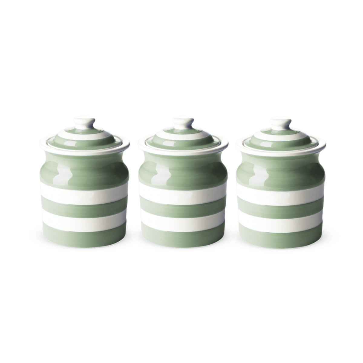 Set of 3 Willow Green Plain Storage Jars 84cl | Cornishware® | Classic ...