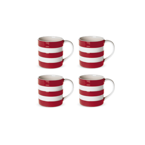 Set of 4 Cornish Red Mugs 6oz/17cl Mugs