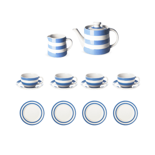 Cornish Blue Tea set for four with Cups and saucers Sets