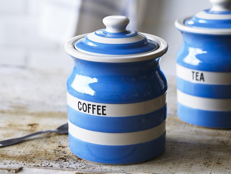 Set of Cornish Blue Tea, Coffee and Sugar Storage Jars 84cl Kitchenware