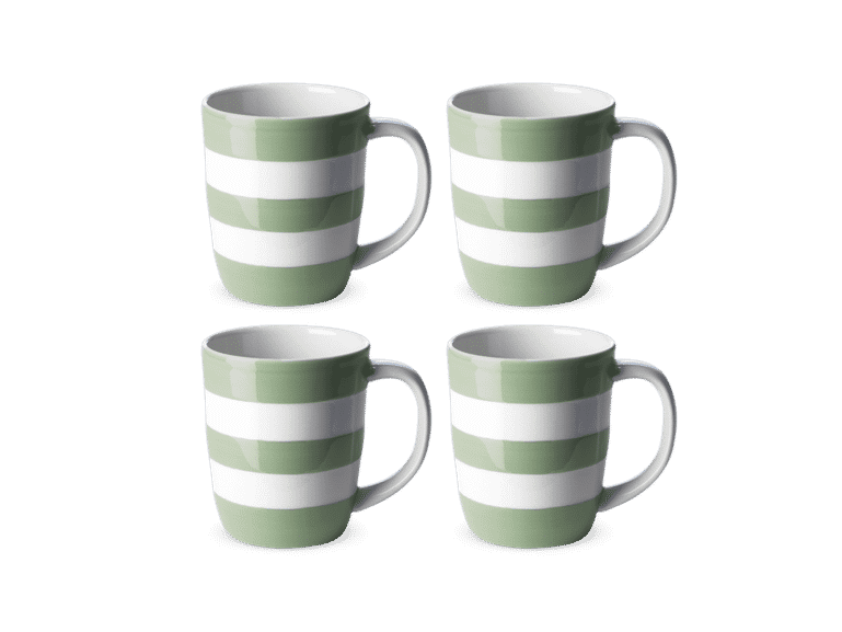 Set of 4 Green Mugs, 12oz/34cl | Cornishware® | Classic British ...