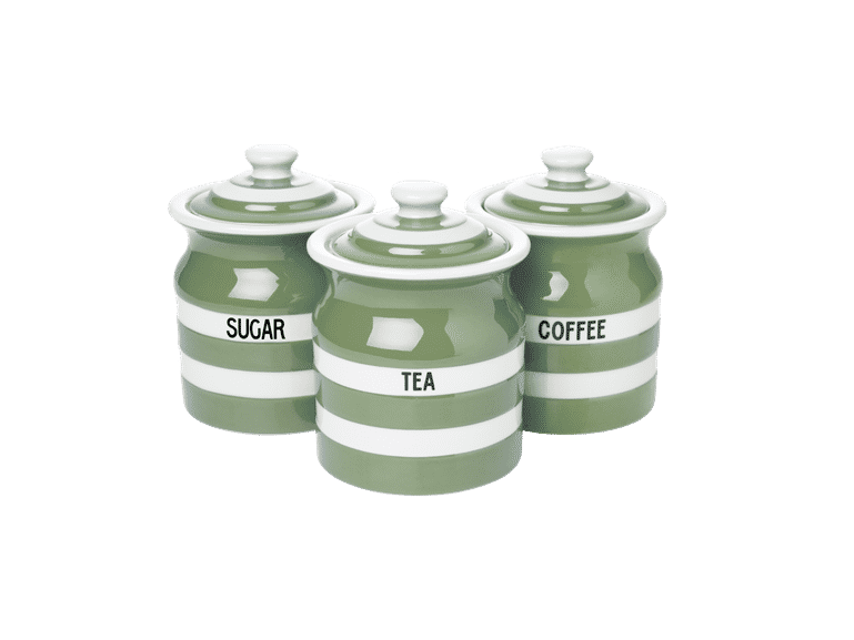 Set of Willow Green Tea, Coffee and Sugar Storage Jars 84cl ...